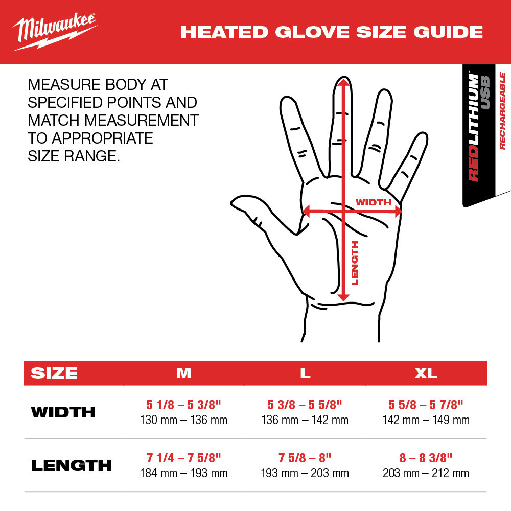 Milwaukee 561-21M REDLITHIUM USB Heated Gloves Kit - Medium | CPO Milwaukee